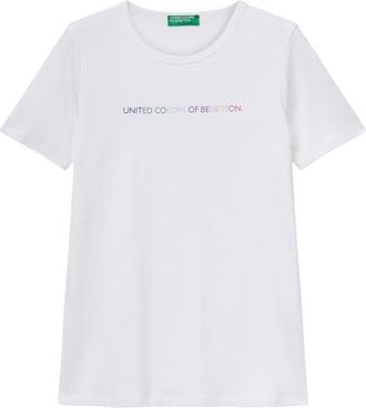 Benetton T- Shirt 3ga2e16a2, Blanc, X-Large Femmes