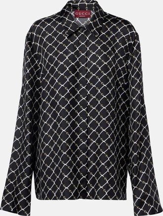 Gucci Hemd Horsebit aus Seiden-Twill