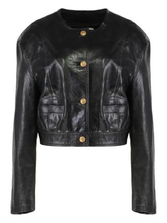 Halfboy Lederjacke mit Kn&ouml;pfen - Schwarz