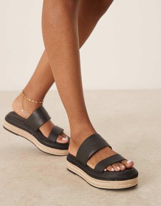 Calvin Klein Jeans Calvin Klein - Espadrilles-Slider in Schwarz mit zwei Riemen