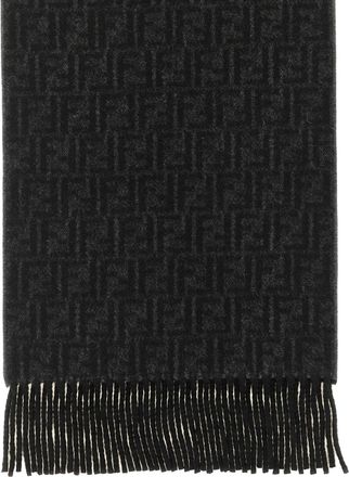 Fendi FF Zucca Wool-Cashmere Scarf - Black