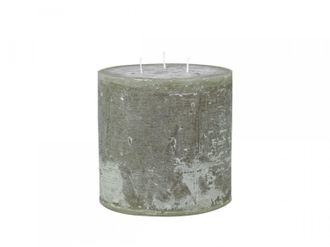 Chic Antique Macon rustikale Stumpenkerze versch.Farben und Größen Kerze Antik NEU Altarkerze Stumpenkerze 100% Paraffin Lange Brenndauer (Olive, 15 x 15 cm 3-Doch