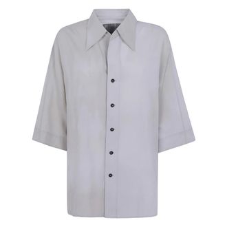 Ziggy Chen Chemise &agrave; manches courtes avec pli au dos - Femme - Blouses et Chemises - Gris - Taille: 38 FR
