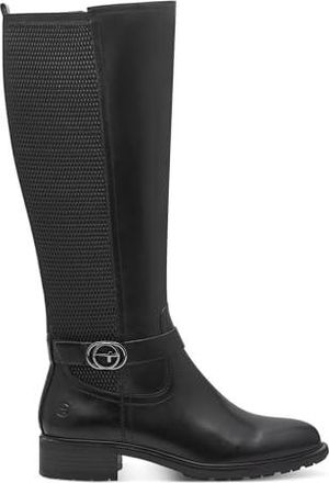Infinity Leather Bottes DEquitation Classiques à Plateforme Haute en Cuir Noir Pour Femme