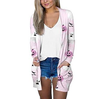 Generic Cardigans pour femme - Court - Rouge - Avec ouverture sur le devant et l&eacute;ger - Haut Duster d&eacute;contract&eacute; pour femme, Rose, XXL