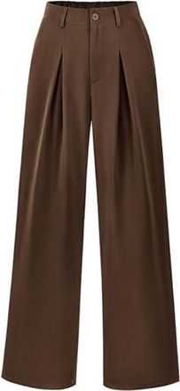 Generic Pantalon de travail taille haute pour femme, tenue d&eacute;contract&eacute;e 2025, pantalon habill&eacute; &agrave; jambes larges, taille &eacute;lastique, ample et pliss&eacute;, palazzo, ma