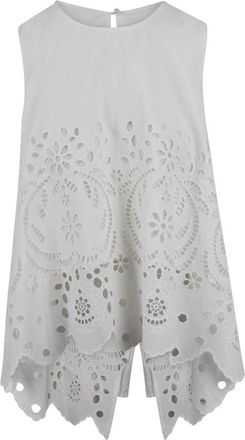 Jovonna London Femme, Tops, Blanc, Taille: 40/42 FR Haut asym&eacute;trique avec broderie anglaise