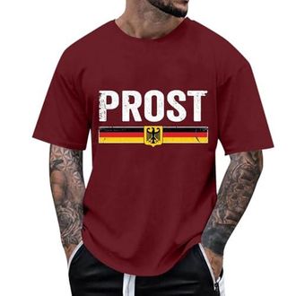 Generic T-shirt pour homme pour les loisirs en plein air, coupe ample avec imprim&eacute; f&ecirc;te de la bi&egrave;re, pour l&eacute;t&eacute; et lautomne, lavable en machine, peut &ecirc;tre comb