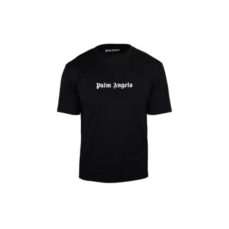 Palm Angels Logo Print Kurzarm T-Shirt - - Tops - Herren - Schwarzk - L