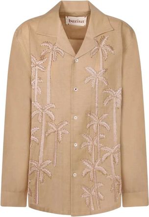 Baziszt Baziszt, Homme, Chemises, Beige, Taille: M Palm shirt