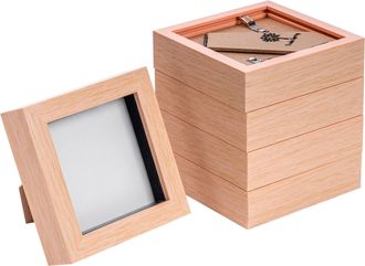 Nicola Spring 3D-Box Fotorahmen - 4 X 4 - Leichtes Holz - Pack Von 5