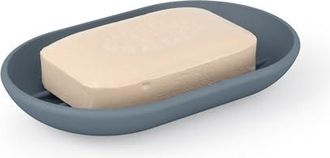 Umbra Touch Seifenschale, ovale Seifenablage mit Soft Touch Finish für Badezimmer und Küche, Schieferblau