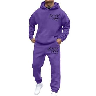 Generic Y2K Surv&ecirc;tement 2 pi&egrave;ces pour homme avec sweat &agrave; capuche et pantalon de jogging imprim&eacute; Surv&ecirc;tement respirant Activewear Tracksuit avec fermetures &eacute;cl