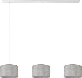 Paco Home Pendellampe Wohnzimmer Deckenlampe Esstischlampe Stoff Lampenschirm Esszimmer Modern Einfarbig Rund E27 Skandi, Farbe:Grau (Ø28cm), Leuchtenart/Farbe: