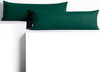 Decoking 2 Kissenbezüge 40x200 cm Jersey 100% gekämmte Baumwolle Reißverschluss flaschengrün Amber