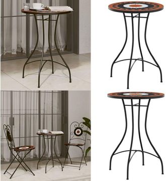 vidaXL Mosaik-Bistrotisch Terrakottarot und Wei&szlig; &Oslash;50x70 cm Keramik - Terrasse M&ouml;bel - Gartenm&ouml;bel Set - Outdoor Tisch - Esszimmerset - Balkon Dekoration