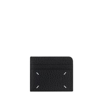 Maison Margiela Porte-cartes en cuir grain&eacute; avec broderie - Femme - Accessoires - Noir - Taille: ONE Size