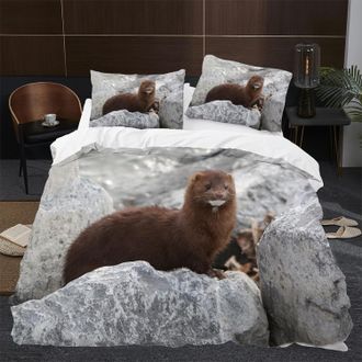 Generic Bettw&auml;sche 140x200 Nerz Bettw&auml;sche-Sets Wilde Tiere Bettbezug mit Rei&szlig;verschluss 3D Weich Mikrofaser B&uuml;gelfrei Deckenbezug 140 x 200 mit 2 Kissenbez&uuml;g