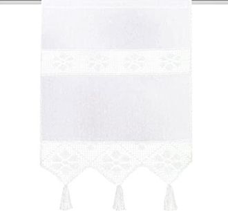 Home Wohnideen 54202 Fensterbehang/Türbehang Toni, Siebleinen mit Häkeleinsatz und Quasten, Farbe: Weiß, Maße: (80 x 40 cm)