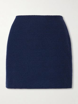 Oscar De La Renta Mini-jupe En Tweed De Coton M&eacute;lang&eacute; - Bleu