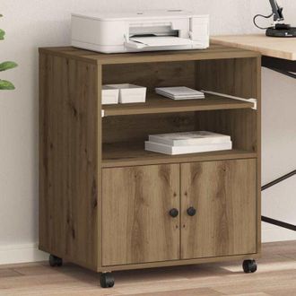 vidaXL Druckerst&auml;nder mit Rollen Artisan Eiche 60x48x74 cm Vidaxl