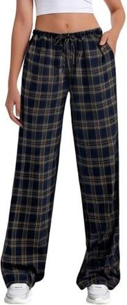 Generic Pantalon imprim&eacute; l&eacute;opard pour femme - Pantalon de pyjama &agrave; jambe large - Cordon de serrage - Coupe classique - Pantalon ample doux - Taille &eacute;lastique 