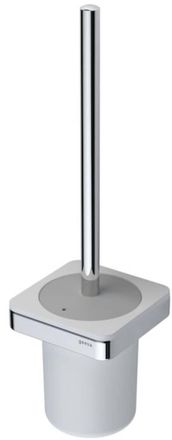 Geesa Frame Toilettenb&uuml;rste, WC-B&uuml;rstengarnitur aus Messing, Farbe: Wei&szlig;/Chrom, hygienisch Dank integriertem Deckel und herausnehmbaren Kunststoffeinsatz, 1