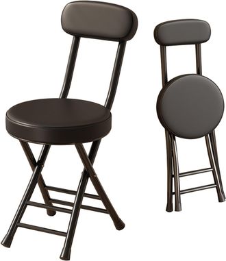 Generic Weicher Kissen Klapphocker, 47cm/19inch Schwarzer Klappcouch Hoher Barhocker, Tragbarer Klappstuhl Geeignet für Garten, Reise, Küche(Black)