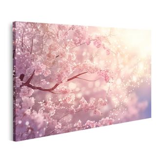 Islandburner Bild auf Leinwand Rosa Blütenzweige im magischen Licht für Schlafzimmer Romantiker Spa Bilder Wandbilder Poster