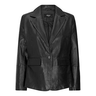 TruClothing Veste Blazer en Cuir v&eacute;ritable pour Femme Coupe Courte 1 Bouton en Marron ou Noir Style Classique r&eacute;tro - Noir XXL