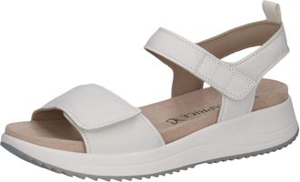 Caprice Damen Sandalen flach aus Leder mit Klettverschluss, Weiß (White Nappa), 37 EU