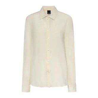 Pinko Pinko, Femme, Blouses et Chemises, Blanc, Taille: 34 FR Chemise Boutonn&eacute;e &agrave; Col