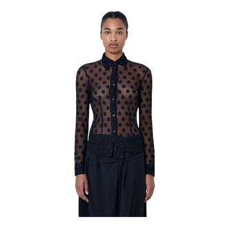 Dries Van Noten T&uuml;llhemd mit Tupfenmuster aus Baumwollmischung - - Blouses & Shirts - Damen - Schwarzk - 2XS