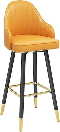 Generic Barhocker, Tresenhocker mit R&uuml;ckenlehne, K&uuml;chenhocker aus Kunstleder, ergonomische Barst&uuml;hle mit Dicker Polsterung/Orange