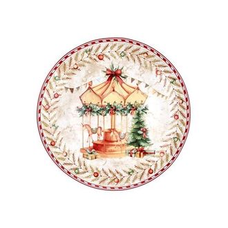 Tognana Assiette Panettone 30 cm Christmas Carousel, Porcelaine, Multicolore