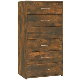 vidaXL Buffet avec 6 tiroirs Chêne fumé 50x34x96 cm Bois dingénierie