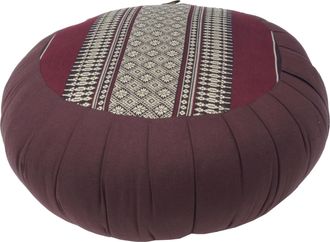 Guru Shop Rundes Meditationskissen, Yoga Kissen, Yogakissen, Sitzkissen, Bodenkissen, Dekokissen - Braun/rot, 20x35x35 cm