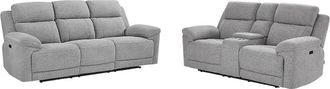 Vente-Unique Relaxsofa 3-Sitzer & 2-Sitzer elektrisch - melierter Stoff - Grau - KELUNO