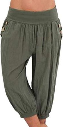 Onsoyours Femme Bloomers Sarouel Pantalon Fluide Court Sarouel Yoga Pantalon Sport Boho Taille Haute Harem Pantalon Floral Imprimer Élastiquée Jogging Mode A Ve