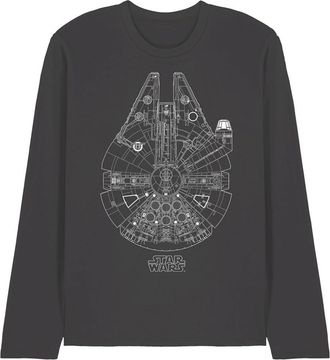 Star Wars Millenium Lines Unisex Long Sleeve T Shirt, Charcoal, XX-Large