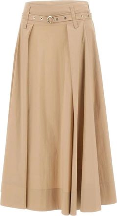 Liu Jo Femme, Jupes, Beige, Taille: 38 FR Jupe Midi Popeline