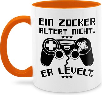 Shirtracer Tasse Tassen 325ml - Statement Sprüche - Ein Zocker altert nicht - er levelt - 325 ml - Orange - gamertasse spruchtasse sarkasmus gamer kaffeetasse ge