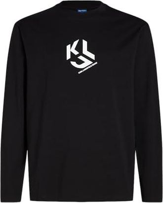Karl Lagerfeld Karl Lagerfeld Jeans, Homme, T-Shirt &Agrave; Manches Longues Avec Logo Monogramme, Coupe R&eacute;guli&egrave;re, Noir, S