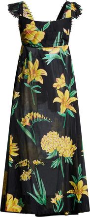 Farm Rio ALICE FLOWERS BLACK MAXI DRESS