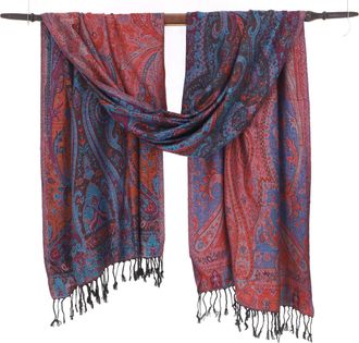 Guru Shop Indischer Schal, Stola mit Paisley Muster, Schultertuch - Motiv 10, Herren/Damen, Synthetisch