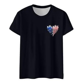 Generic Tshirt T-shirt &agrave; col rond pour femme avec drapeau de lind&eacute;pendance imprim&eacute; deux lettres, manches courtes 1, Noir, XXL