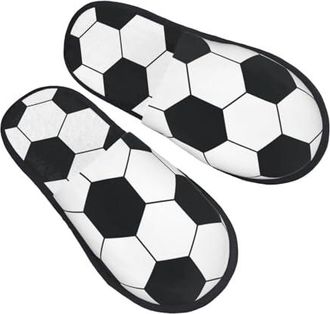 Generic Confortable Pantoufles Football Noir Blanc Chaussures de Maison Antid&eacute;rapant Chaussons en Feutre pour Homme Maison Ext&eacute;rieur M