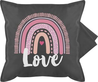 Shirtracer Kissenbezug - Statement - Boho Regenbogen Love weiß - 50 x 50 cm - Grau - regenbogenkissen Statement-Kissen Statements kissenhülle kissenhüllen sofaki