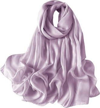 Lina & Lily Foulard en mousseline de soie froissée pour femme - Printemps été - Transparente - Soyeux et léger, lavande, taille unique