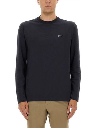 HUGO BOSS Logo-Print Cotton T-Shirt - Blue